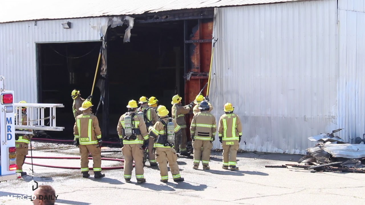 Livingston, Ca- Commercial building catches fire, section of Main ...