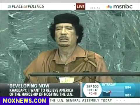 Muammar Abu Minyar al Gaddafi speech at United Nations General Assembly ...