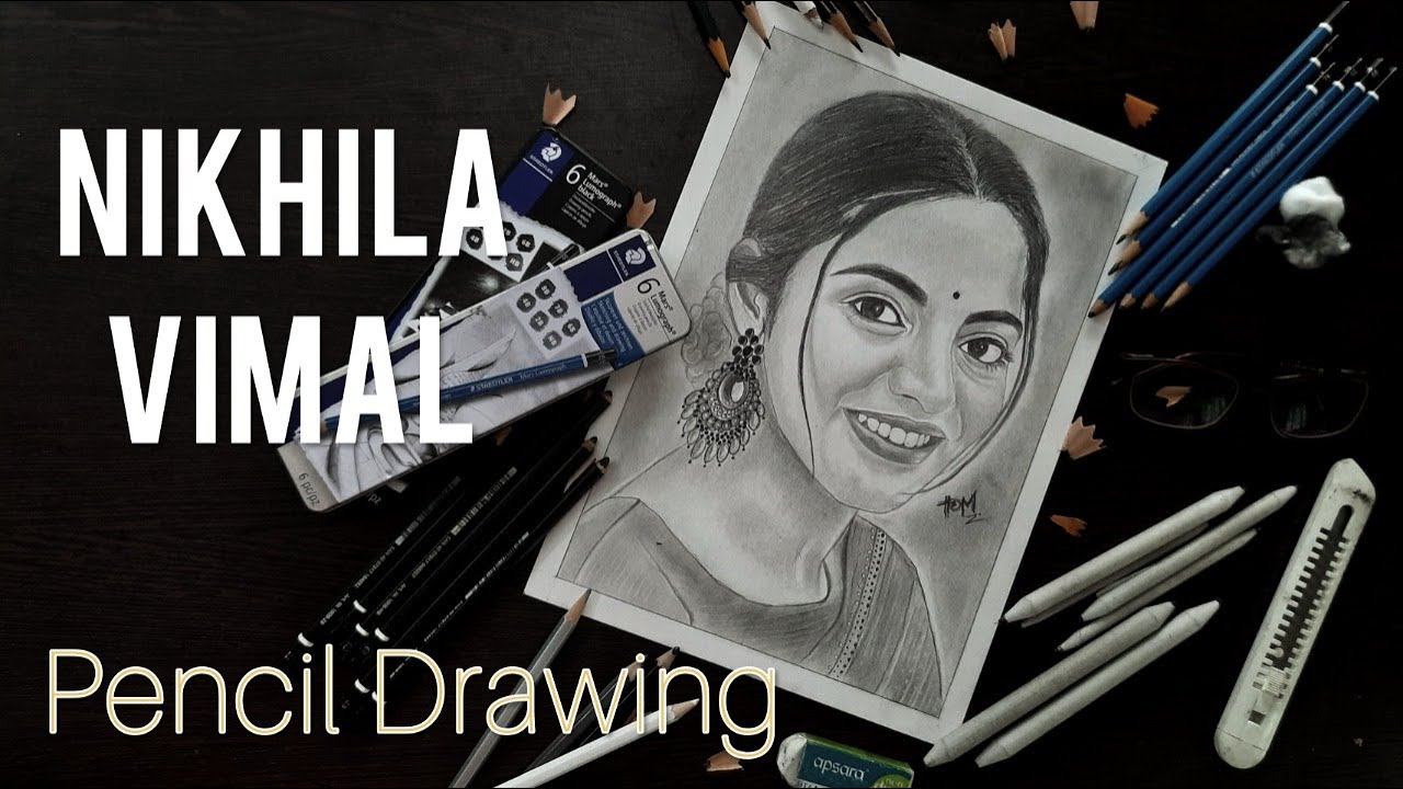 NIKHILA VIMAL | Realistic Portrait Pencil Drawing | Time Lapse ...