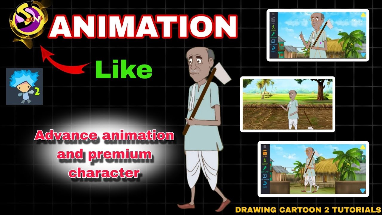 Drawing Cartoon 2 walking animation and props adding Tutorial |2d ...