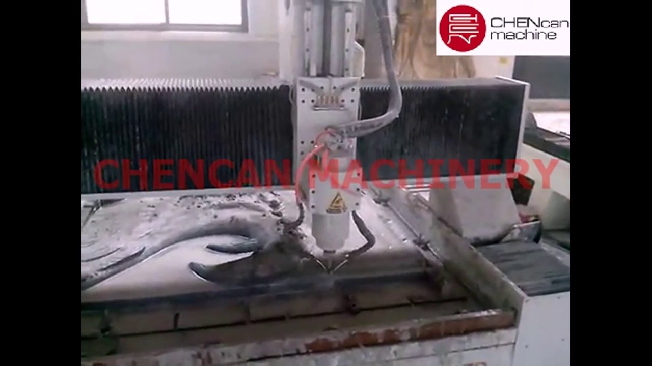Chencan stone cnc router working in China customer's workshop - YouTube
