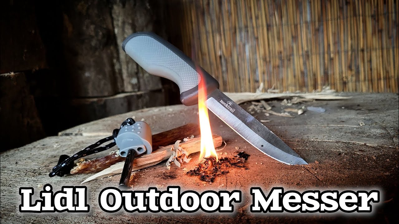 Lidl Bushcraft Outdoor Messer mit Feuerstahl von Rocktrail 2024 ...