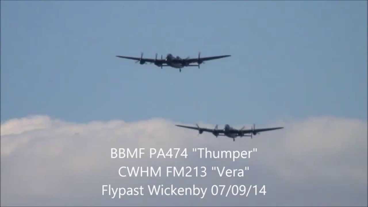 Two Lancaster Bombers "Thumper & Vera Flypast" Wickenby 07/09/14 - YouTube