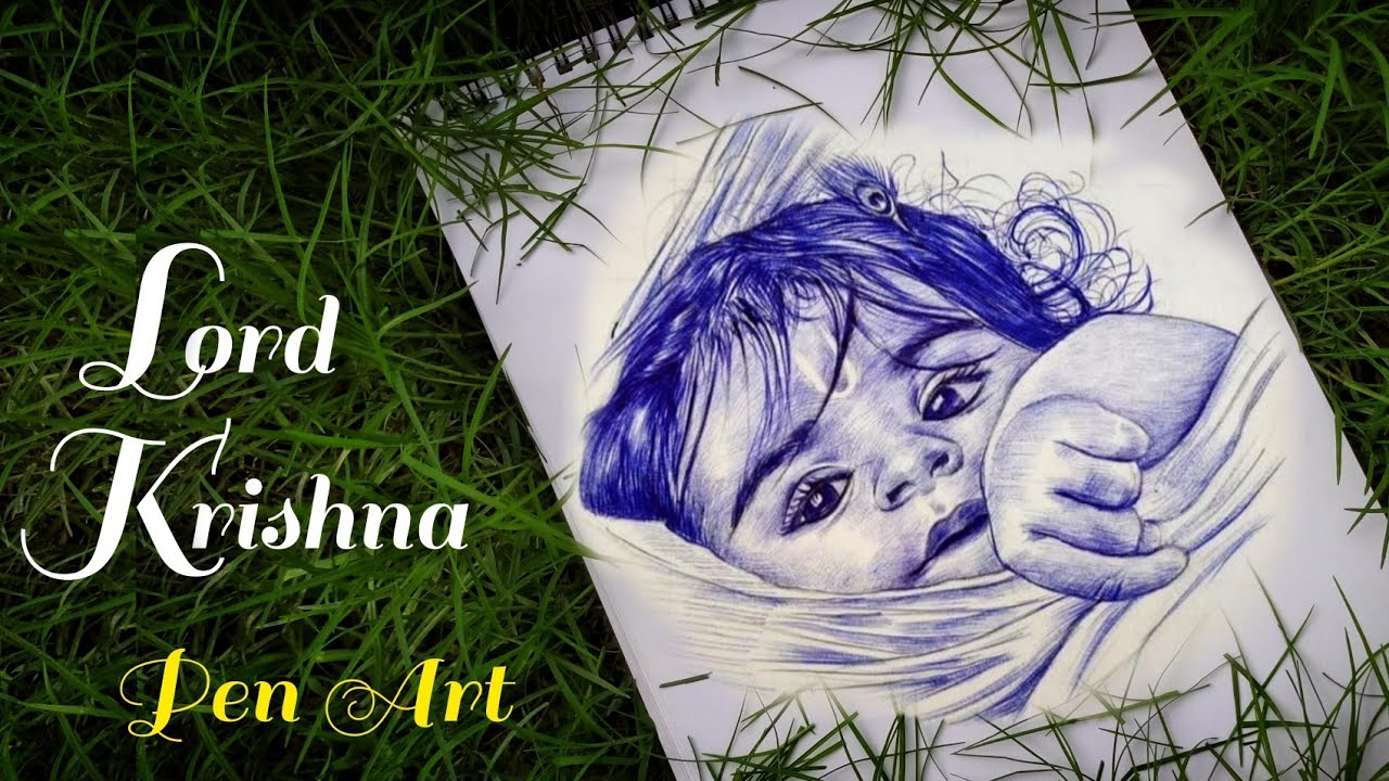 Bal Krishna Drawing | Krishna Thakur Drawing | Bal Gopal Drawing | How ...