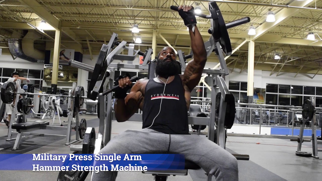 Military Press Single Arm Hammer Strength Machine - YouTube