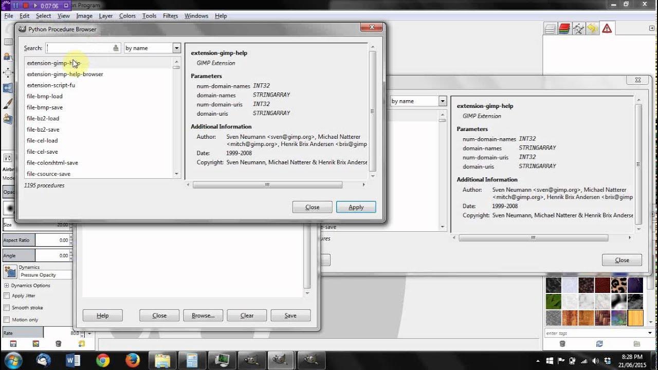 Gimp Scripting: Python Fu, The Procedure Database - YouTube
