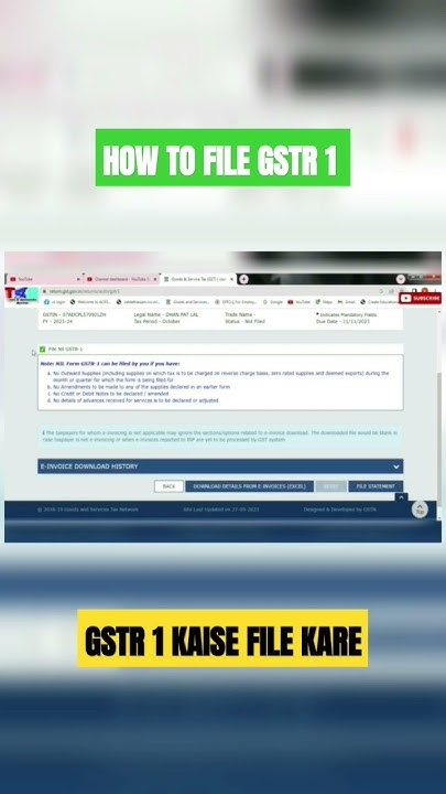 GSTR 1 Kaise file kare | how to file gstr1 (FULL VIDEO LINK IN DESCRIPTION ) - YouTube