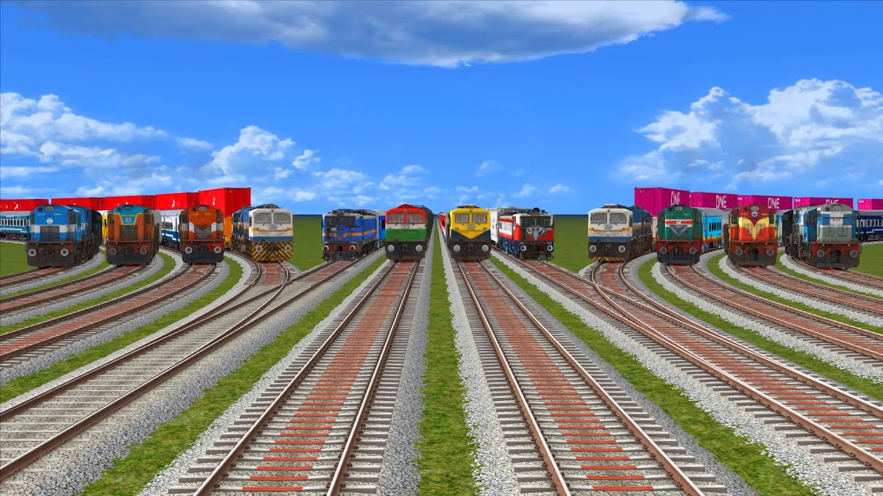 TWELVE TRAINS CRAZY Crossing Dangerous SHARP BEND Railroad TRACKS - YouTube