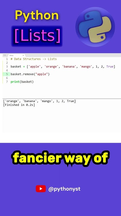 remove( ) or pop( ) out items from Lists - YouTube