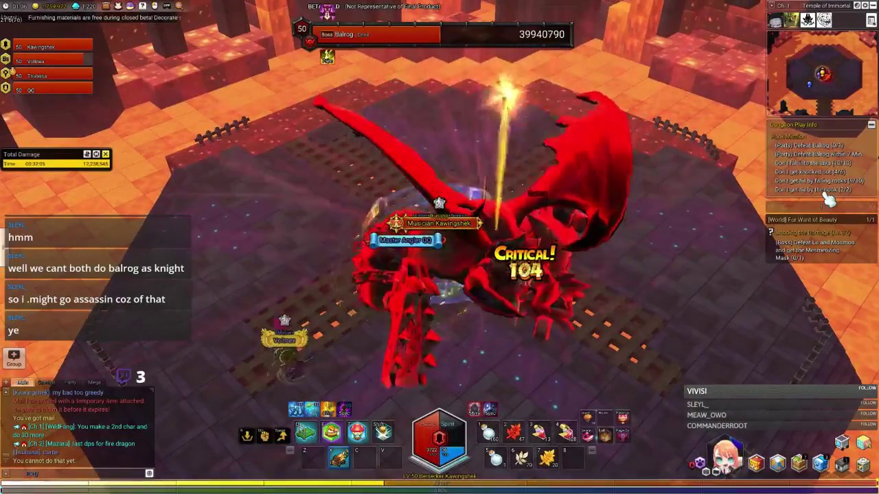 My Bererker's First run of Temple of Immortal (Balrog)| Maplestory 2 ...