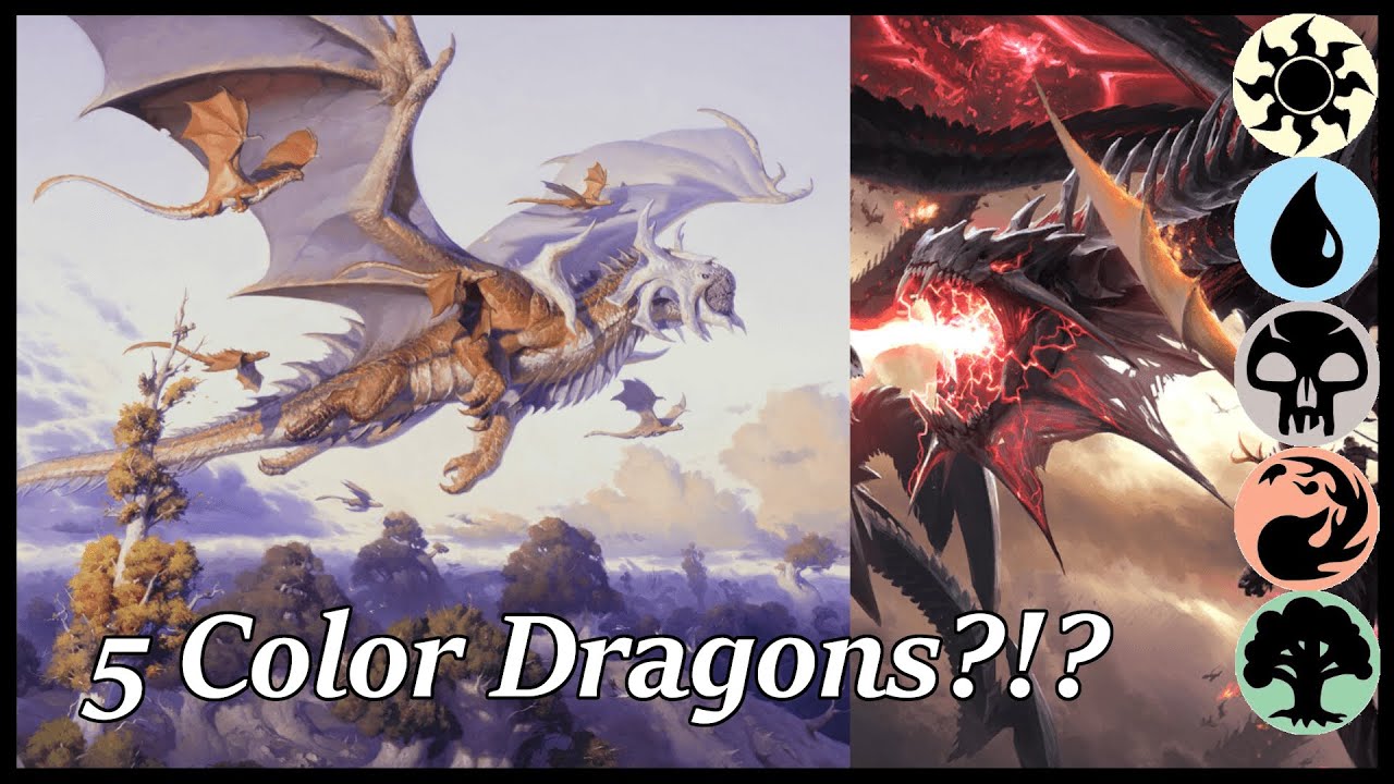 MTG Arena MAT Standard - 5 Color Dragon Pile 001 - YouTube