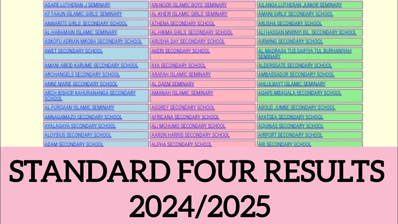 Matokeo Ya Darasa La Nne 2024/2025(SFNA Results 2024/2025) - YouTube