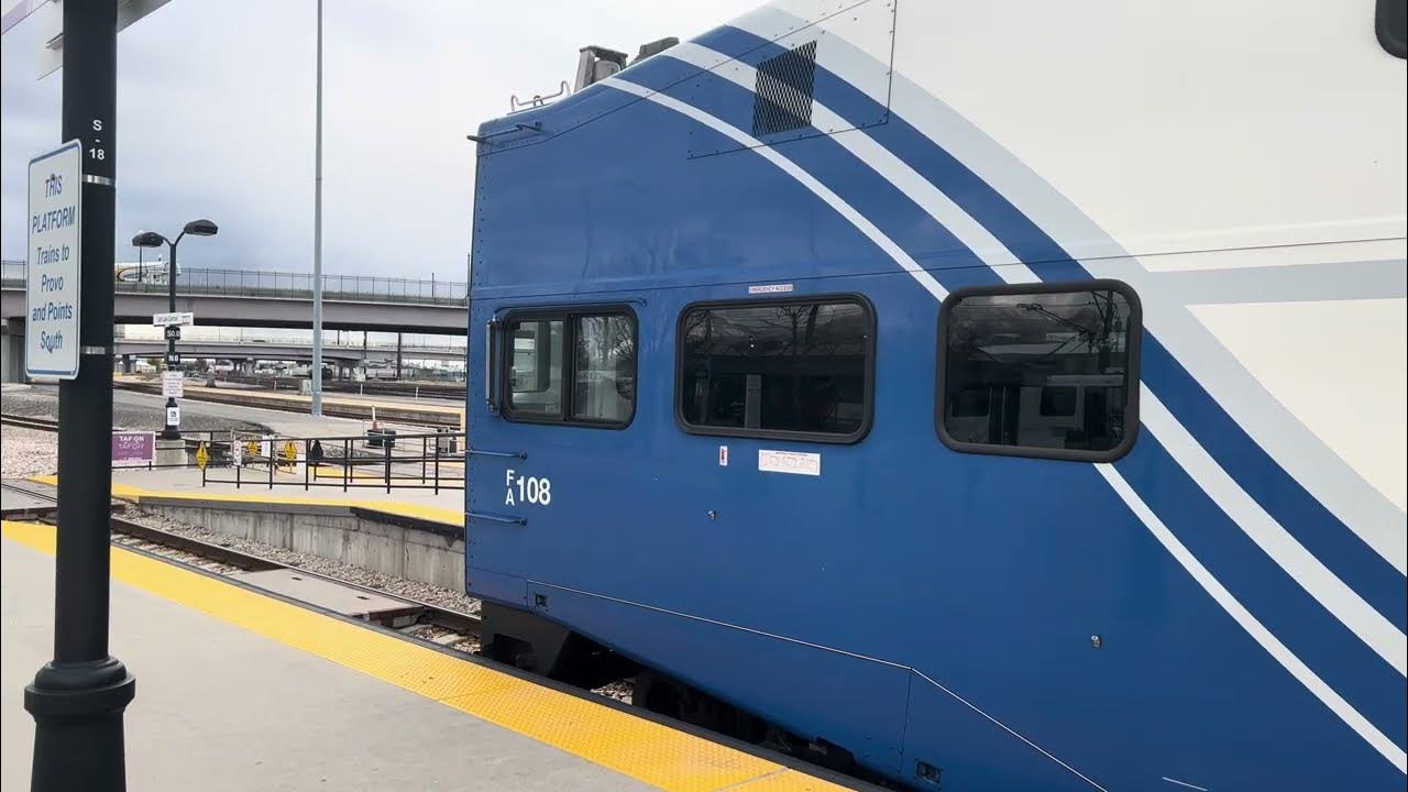 UTA FrontRunner Cab Cars 108 and 113 and MP36PH-3C 4 depart Salt Lake Central Station - YouTube