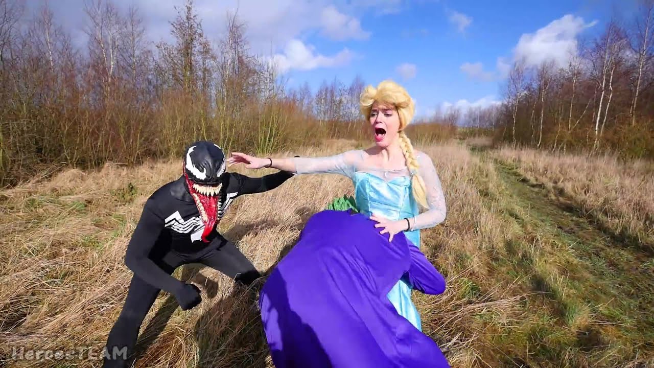 Spiderman & Frozen Elsa vs Venom vs Joker Spiderman Saves Elsa ...