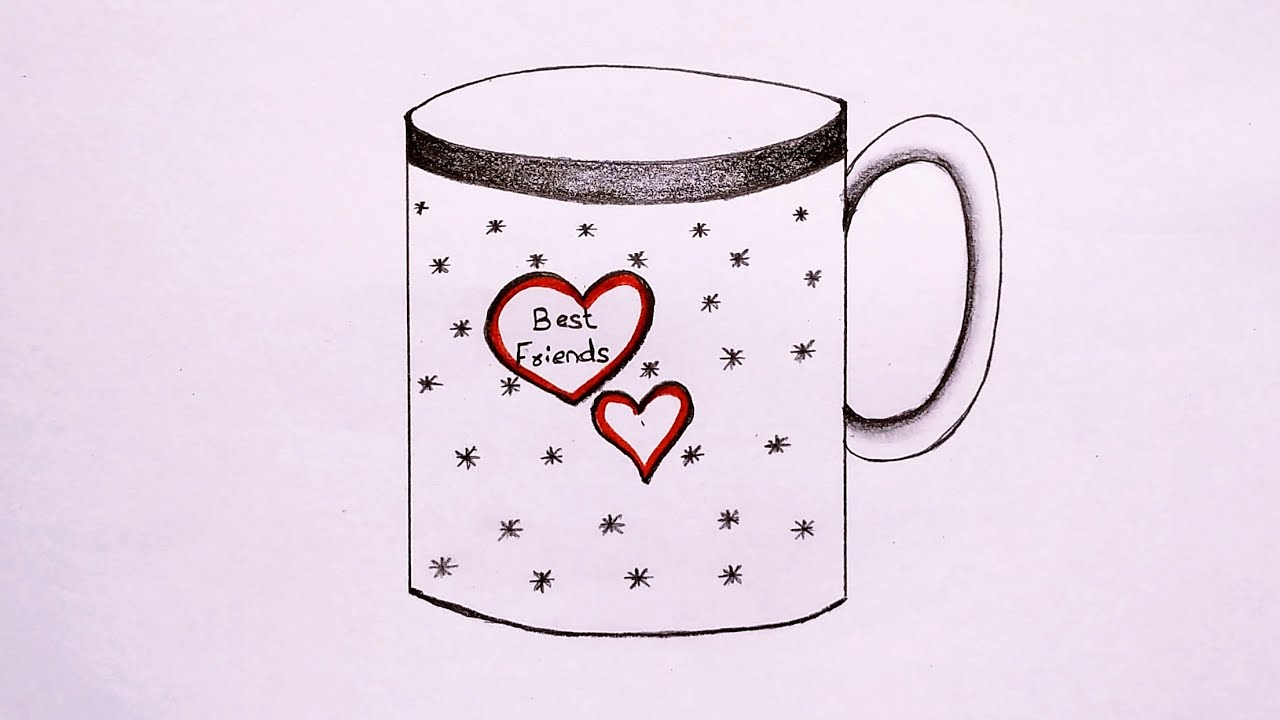 How to draw a cute cup || Friendship cup ☕ easy for gift - YouTube