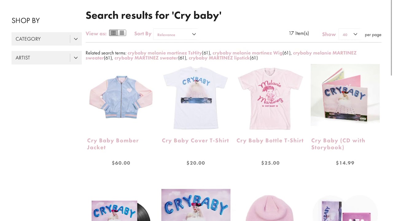 Cry baby merch website - YouTube