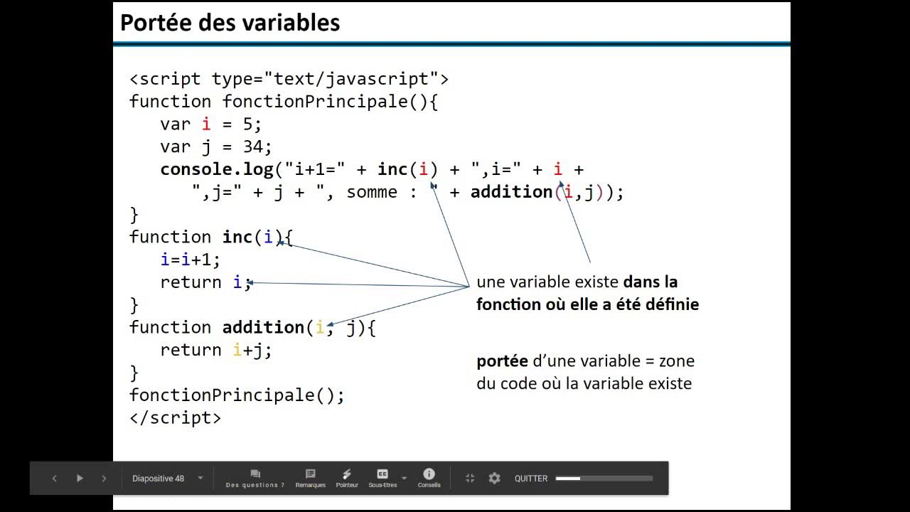 M1202 5.4 La portée des variables en Javascript - YouTube