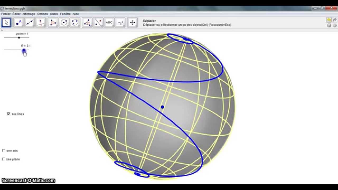 3D loxodrome on sphere (true 3D with Geogebra4.2) - YouTube