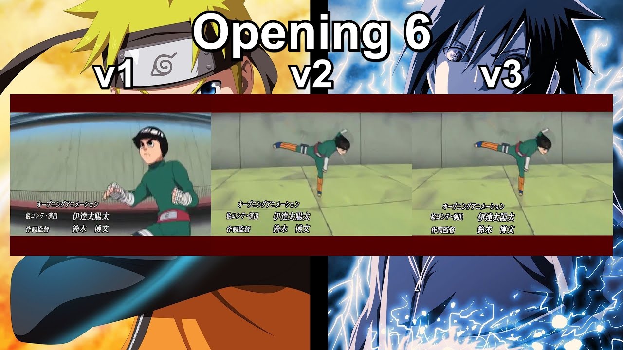 Naruto - Opening 6 Comparison - Versions 1-3 (HD - 60 fps) - YouTube