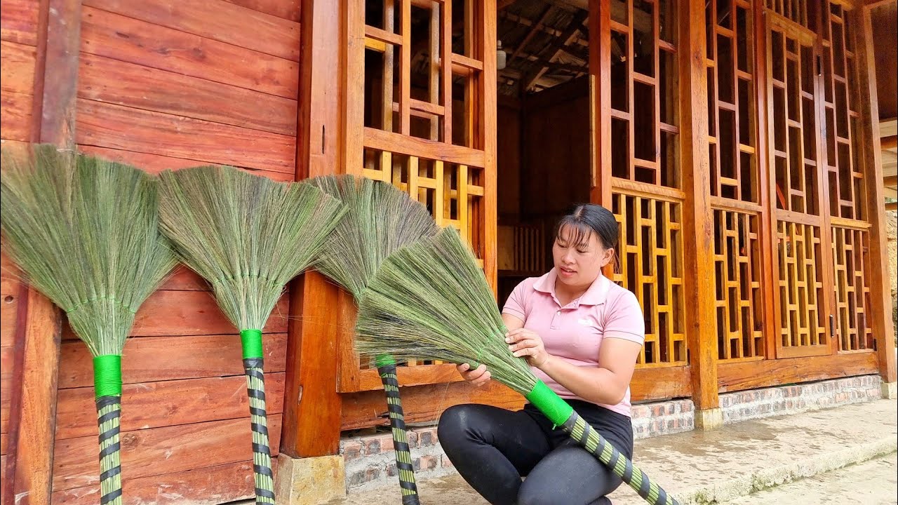 Picking chit flowers to make brooms - harvesting lettuce to sell at the ...