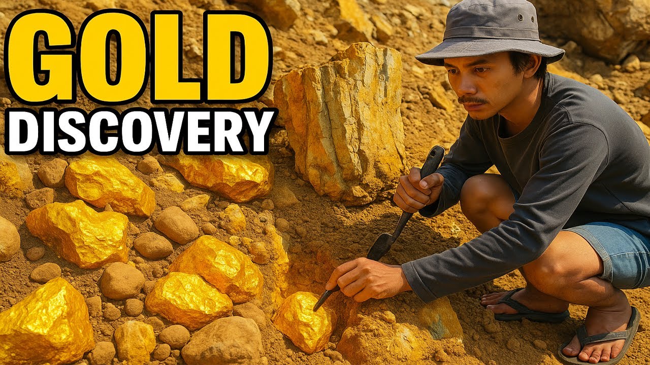 Gold Rush! Best videos-A man mining gold treasure under stone at ...