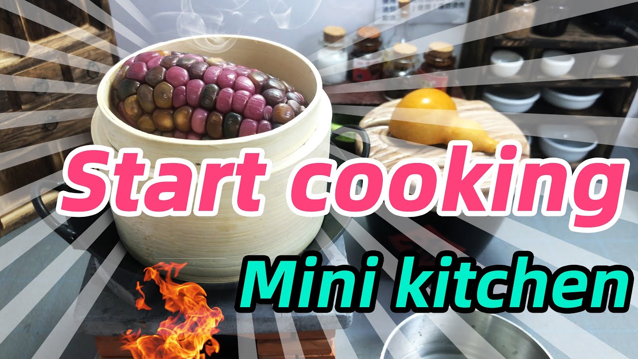 mini kitchen cooking real food Mini kitchen boiled corn Mini kitchen ...