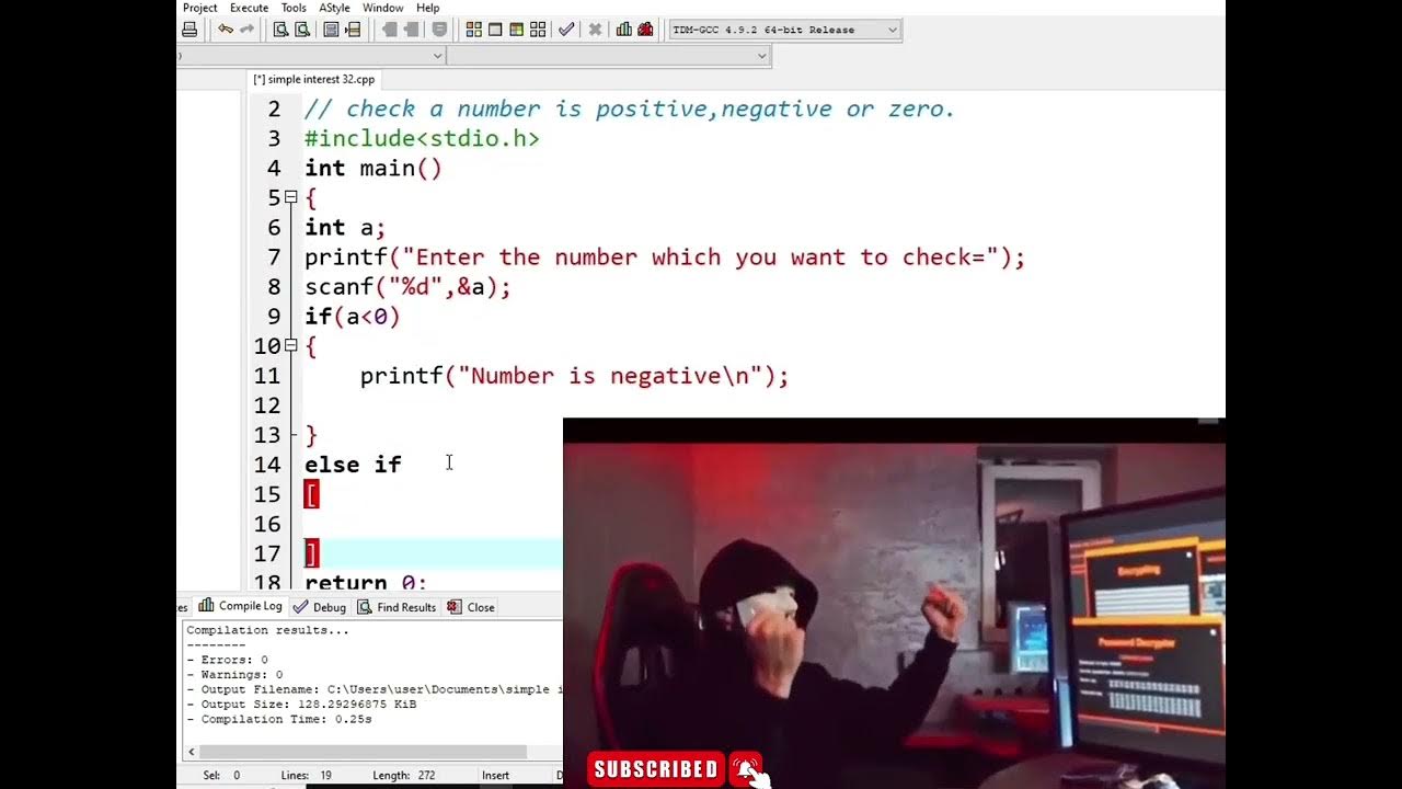 Check a number is negative,positive or zero in c - YouTube
