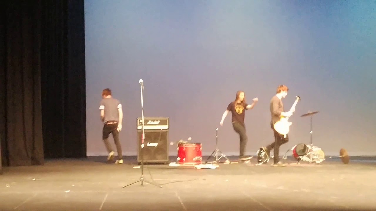 Band destroys equipment at high school talent show - YouTube