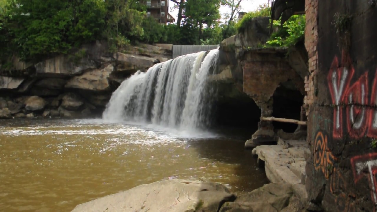 Waterfalls in Cascade Park in Elyria, Ohio. - YouTube