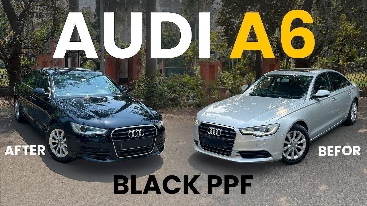 Audi A6 Got Gloss Black PPF | Converted Silver to black | black ppf on white car ...