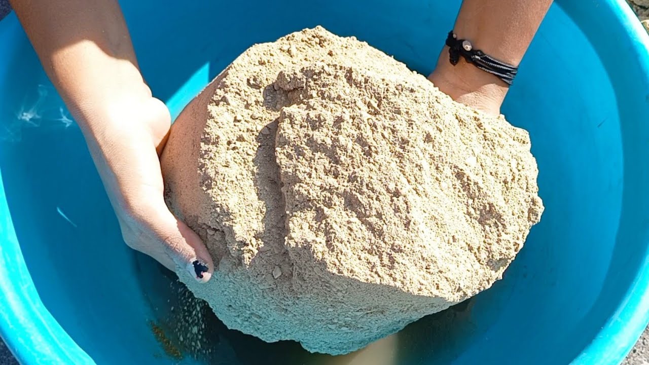 ASMR♥️Enormous chunk+shapes || water crumbling💦Yellow block texture💛 # ...