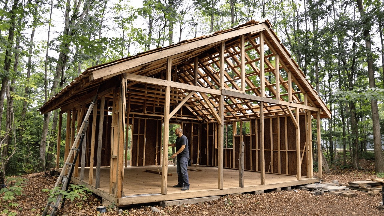 Man Builds Dream Log Cabin in the Wilderness | From Start to Finish by ...