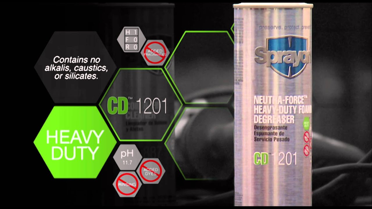 Sprayon CD1201 - Neutra-Force® Heavy-Duty Foaming Degreaser - YouTube