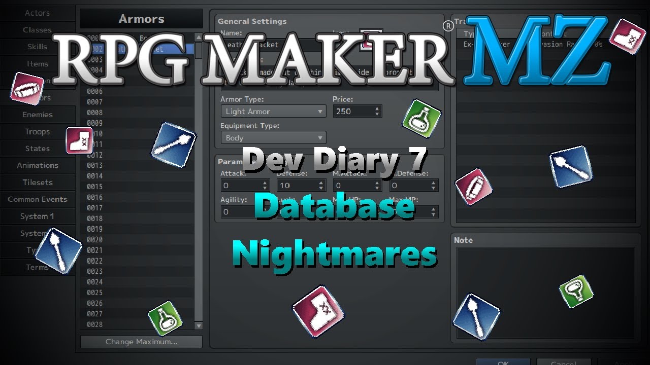 RPG Maker Dev Diary [Synapse: Fade] - Episode 7: Database Nightmares - YouTube
