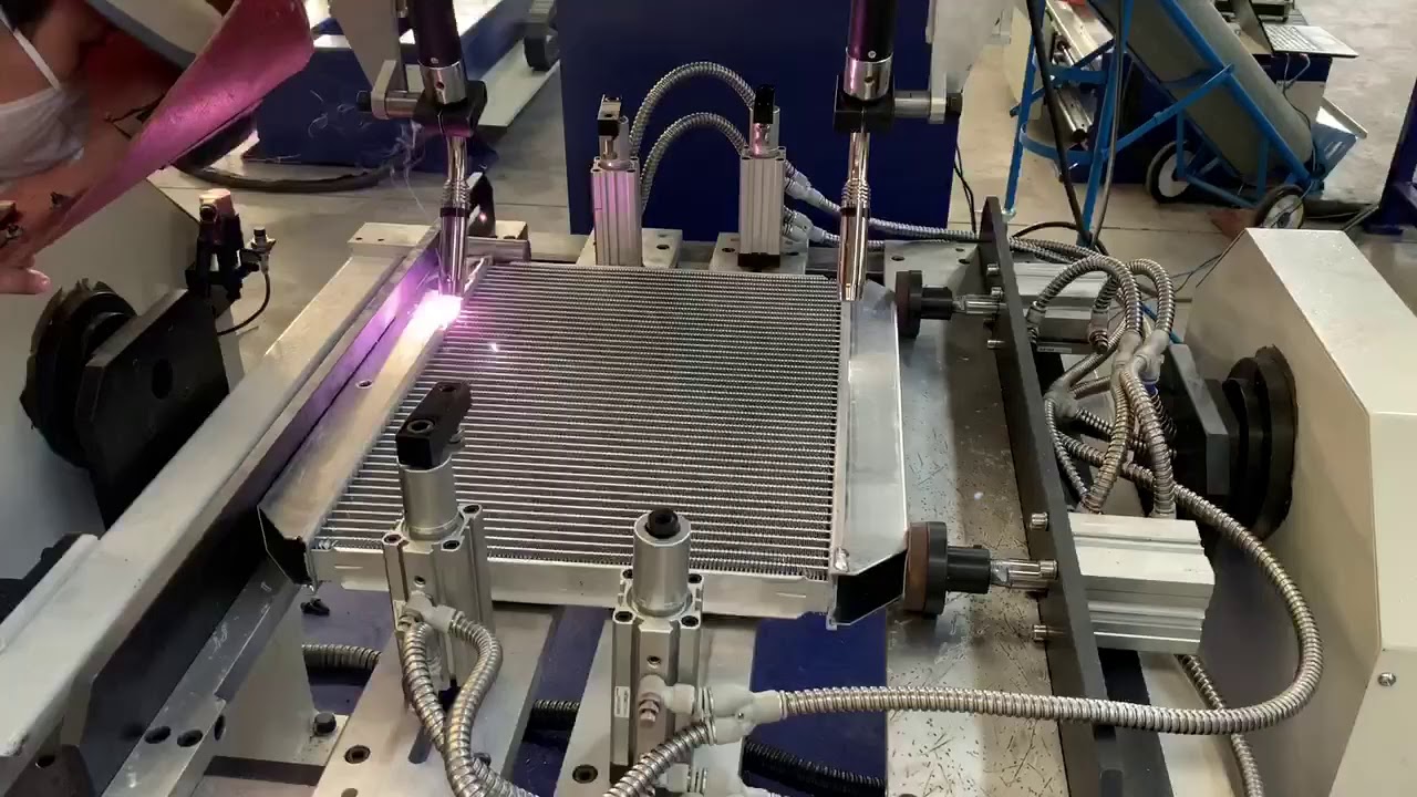 Double longitudinal seam automatic radiator welding machine - YouTube
