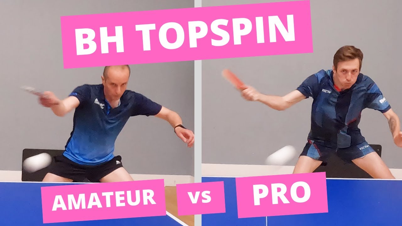 Backhand topspin attack - Amateur vs Pro technique in slow motion - YouTube