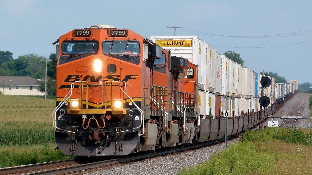 BNSF 7799 West by Chana, Illinois on 7-28-2012 - YouTube