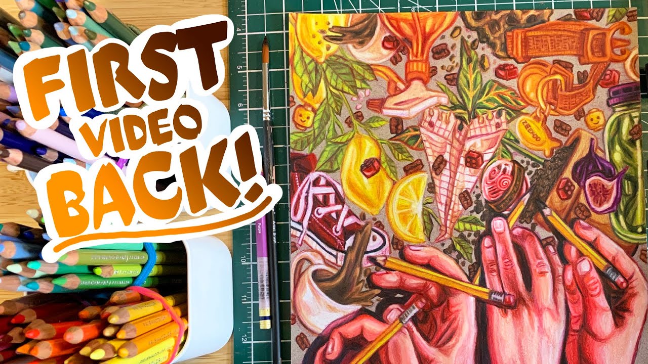 ☕️ I’M BACK?! (part 2/?) || 🖍Making a Coloured Pencil Illustration [ft ...
