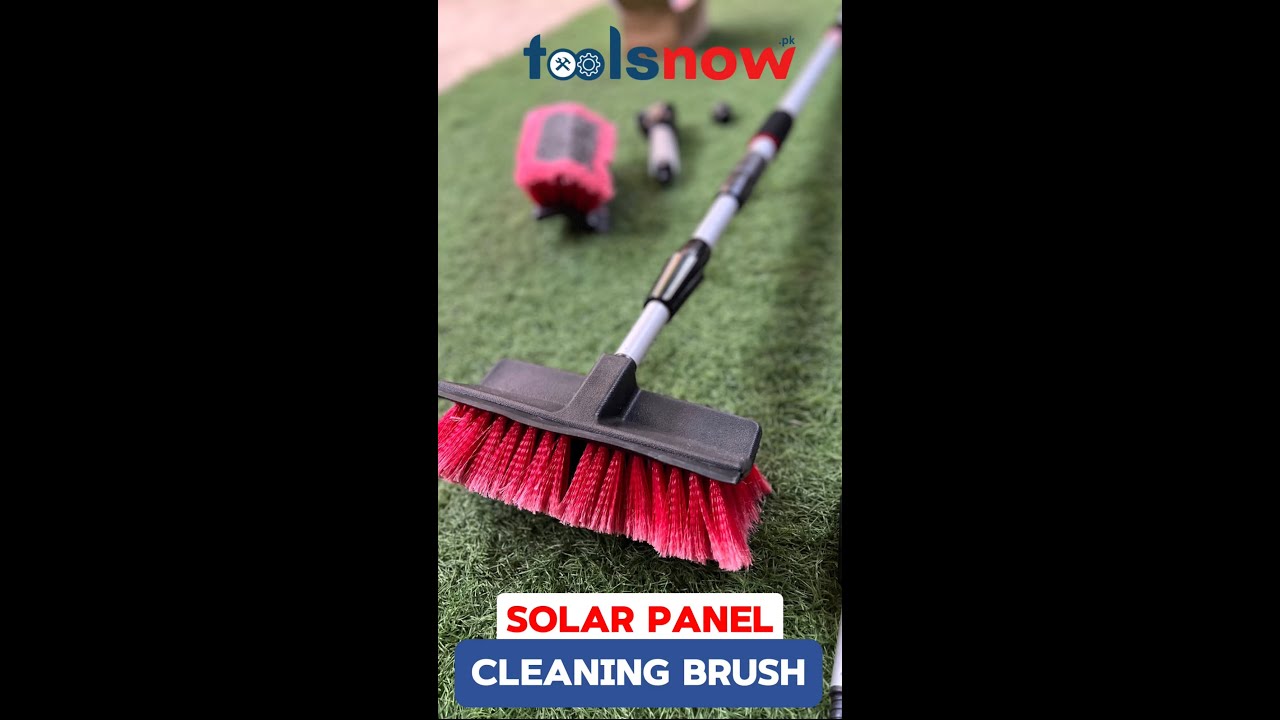 Solar Panel Cleaning Brush With Wiper 12ft / 18ft - YouTube