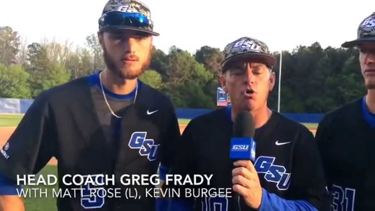 GSU BASEBALL: Coach Greg Frady with Matt Rose, Kevin Burgee after DH ...