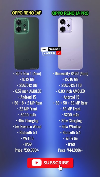 Oppo Reno 14F vs Oppo Reno 14 Pro - Comparison! #opporeno14pro #opporeno14f #oppomobile - YouTube