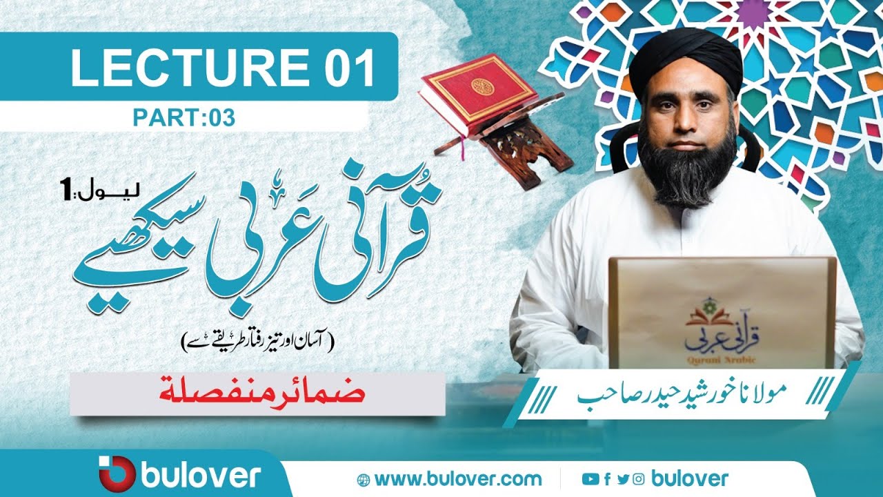 Quranic Arabic for Every One - Level 01 Lecture 01 Explained Part 03 ...