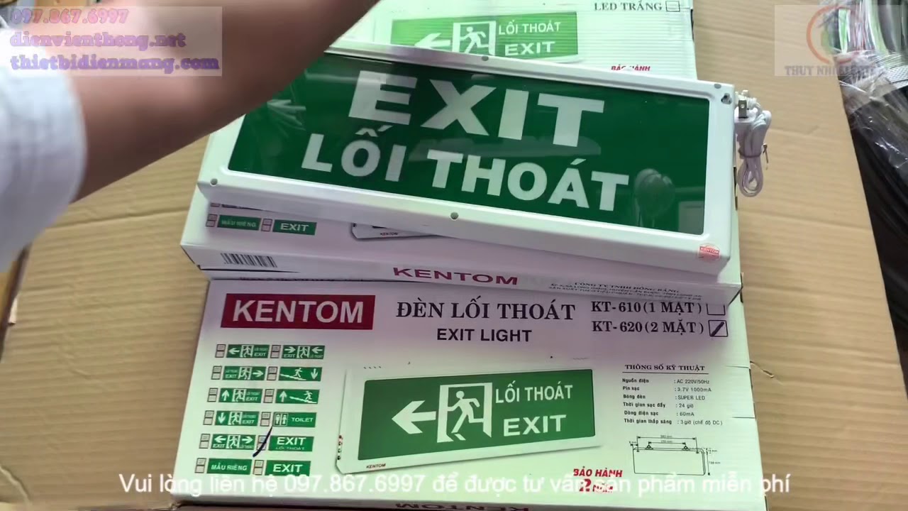 Đèn Exit hướng dẫn lối thoát hiểm kentom KT-620 - YouTube