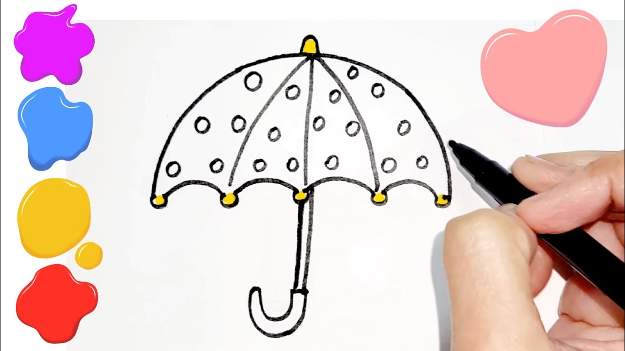 Draw an Easy Umbrella 🌂| Draw an Umbrella Cute 😍| Umbrella drawing ...
