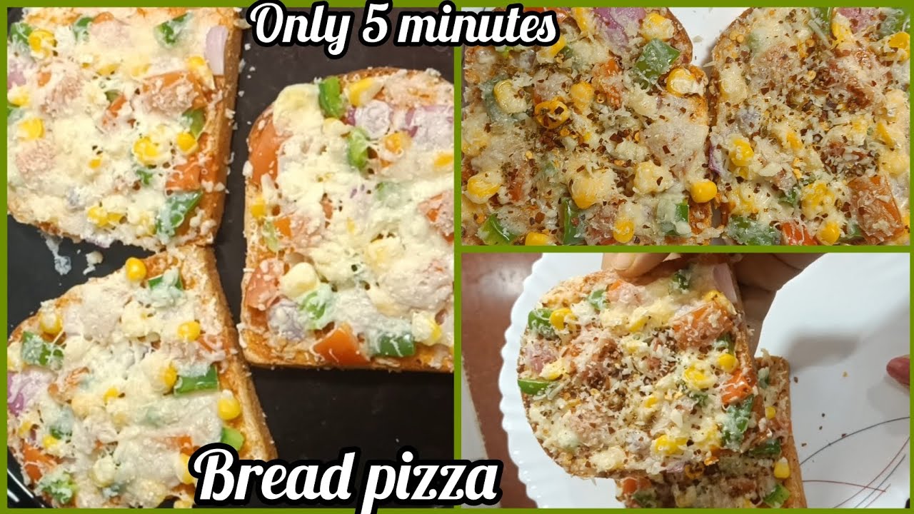 Bread cheese pizza 🍕 || quick and easy bread pizza || bread pizza recipe in oven || microwave ...