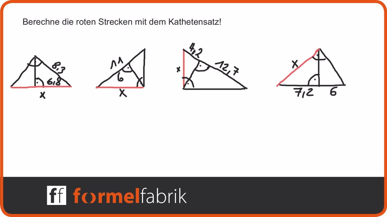 Kathetensatz - Vier leichte Aufgaben - YouTube