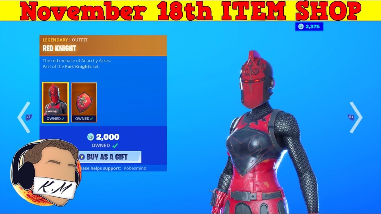 Fortnite Item Shop (November 18th) | RED KNIGHT IS BACK! - YouTube