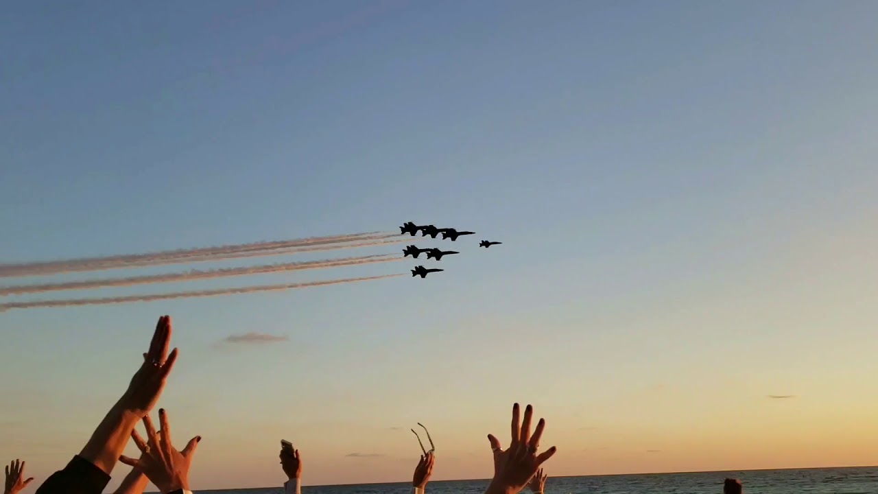 Blue Angels fly over Miramar Beach, Destin Florida, Pompano Joes. - YouTube