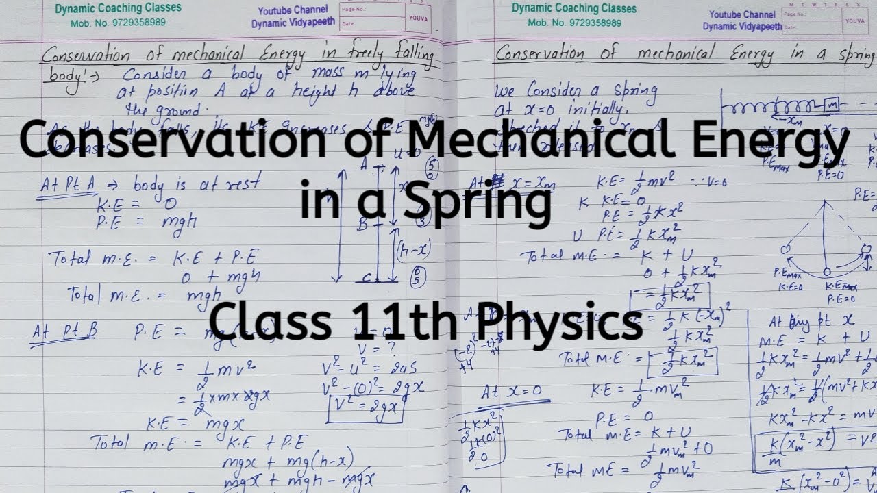 Conservation of Mechanical Energy in a Spring | Chapter 5 | Work Energy ...