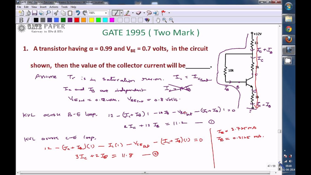 GATE 1995 ECE Transistor Biasing and Q point - YouTube